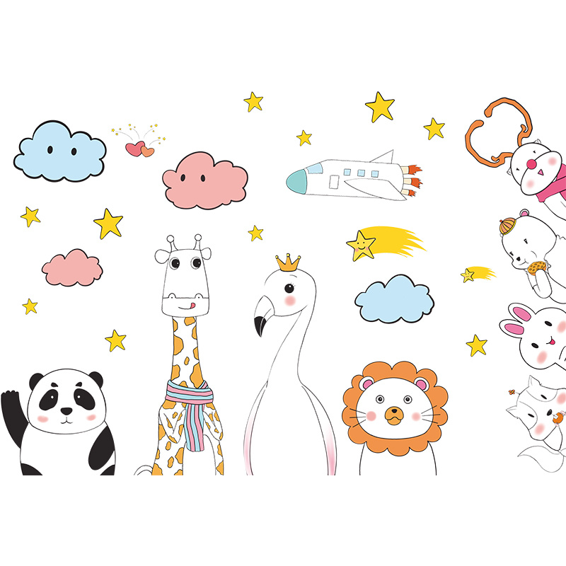 2pcs Cartoon Moon Clouds Animal Wall Stickers Cute Lovely - Temu United ...