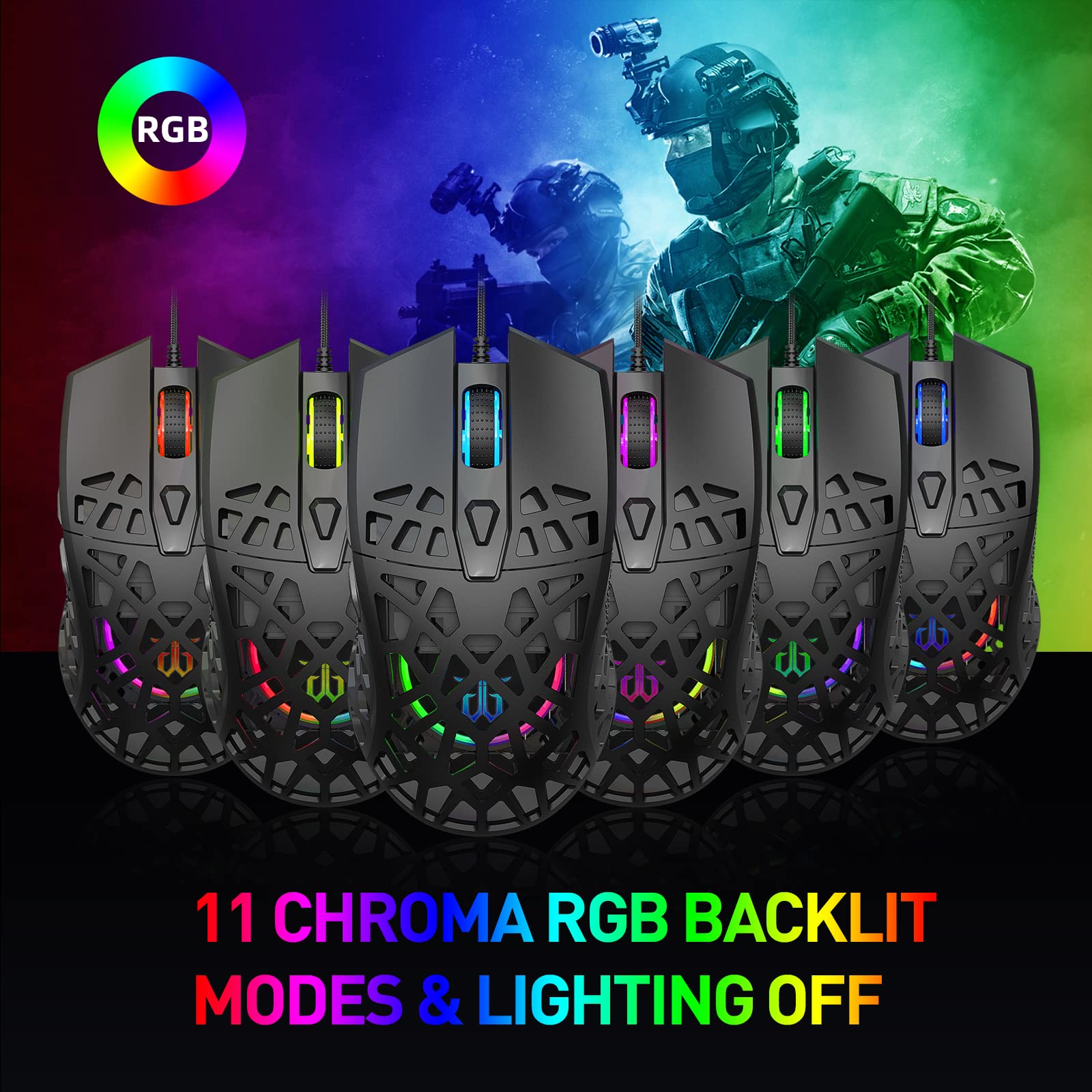 St m6 Gaming Ultra Lightweight Honeycomb Shell Wired Rgb - Temu New Zealand