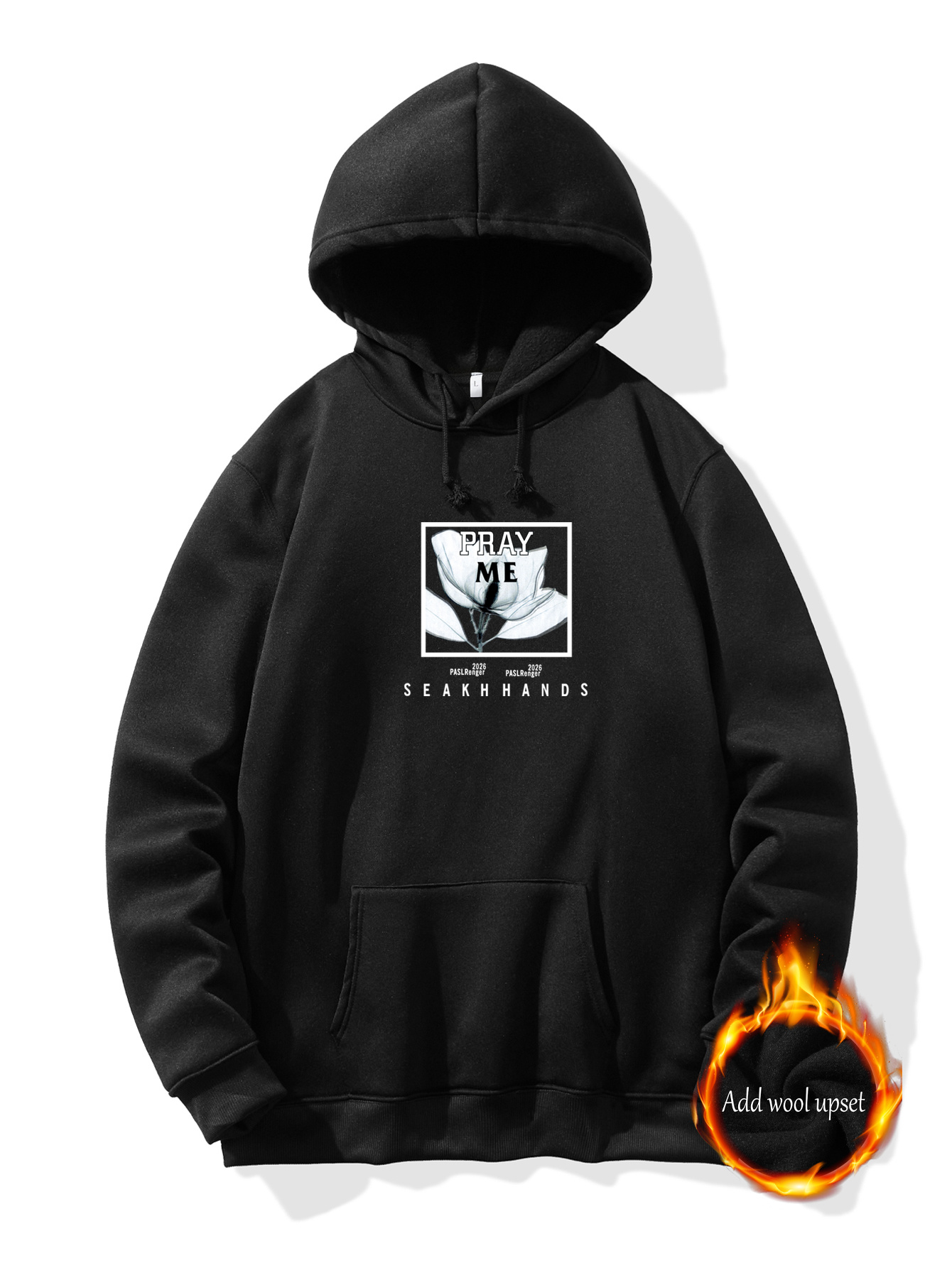 Men's Fleece Graphic Kangaroo Pocket Thermal - Temu Australia