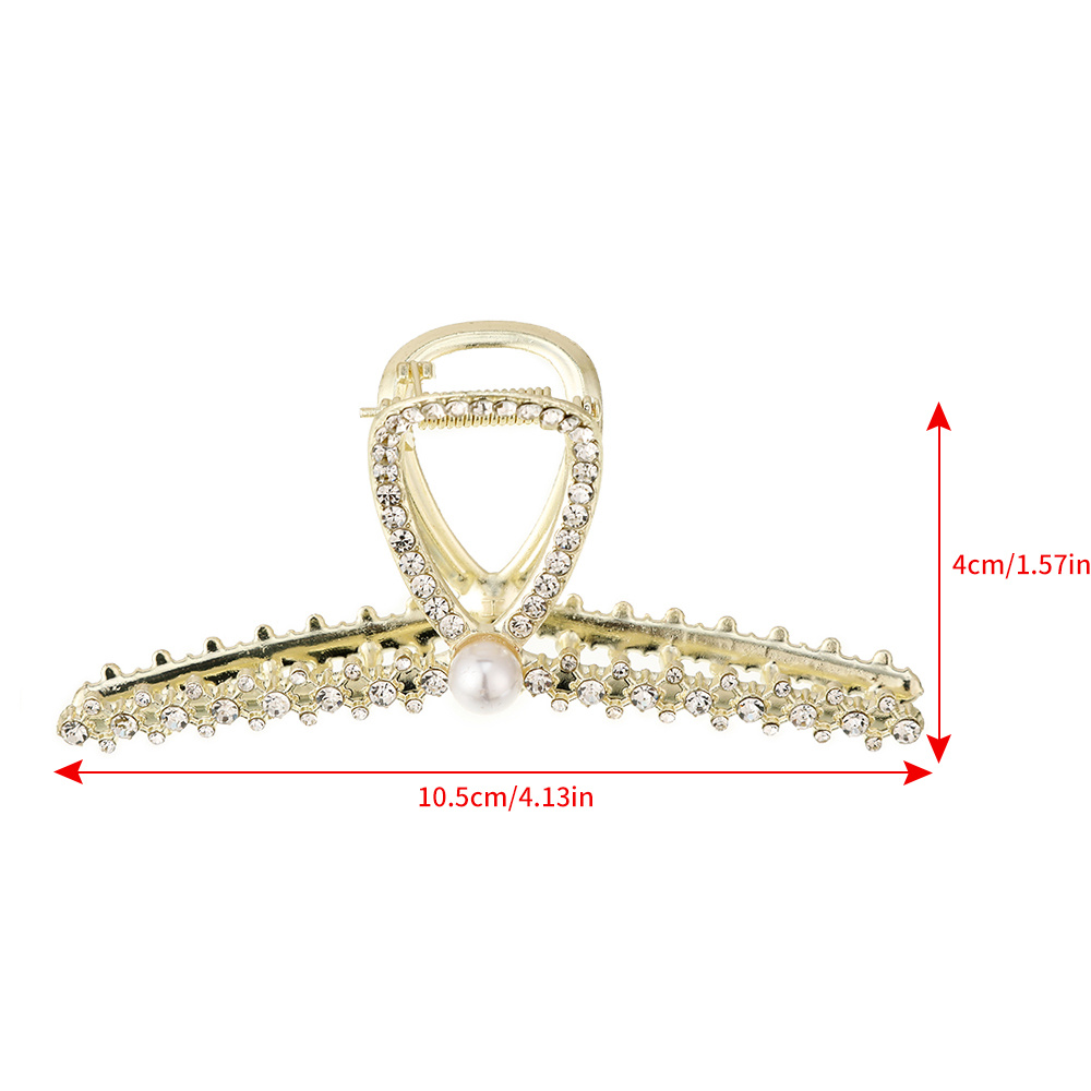 Rhinestone Faux Pearl Cross Hair Claw Clip Golden Non slip - Temu ...