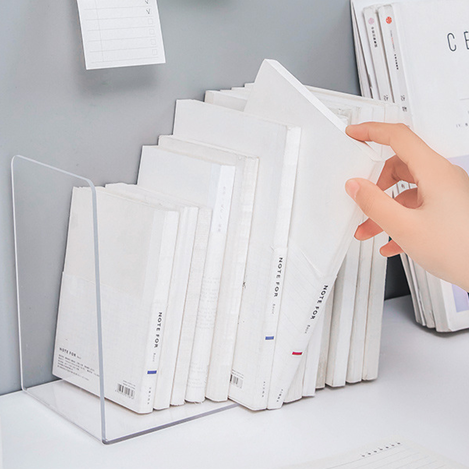 Simple Transparent Acrylic Non Slip Bookend Desk Storage - Temu