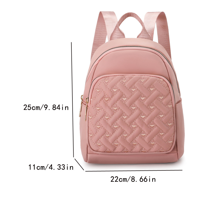 Solid Color Small Backpack Women's Cute Heart Decor Backpack - Temu ...