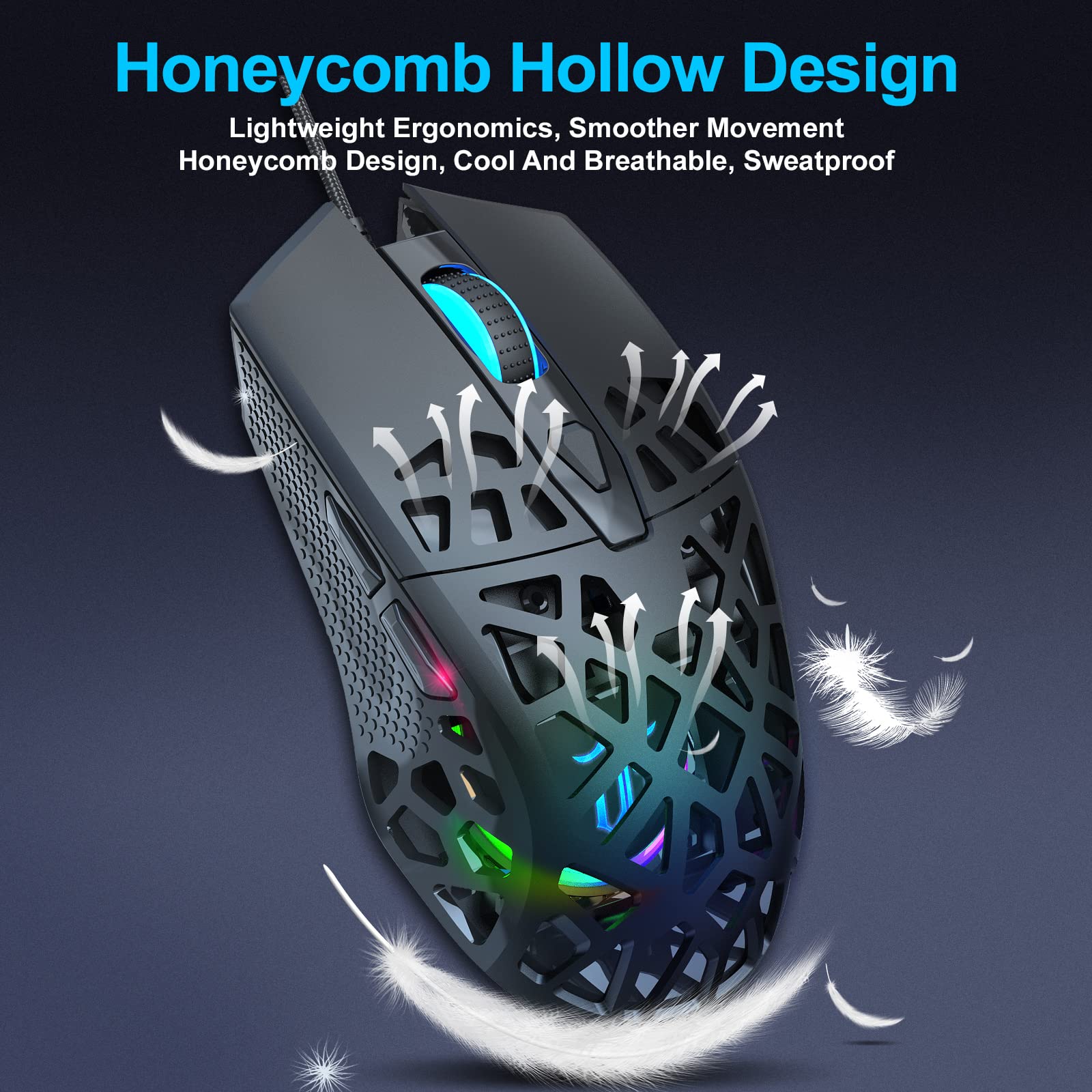 St m6 Gaming Ultra Lightweight Honeycomb Shell Wired Rgb - Temu New Zealand