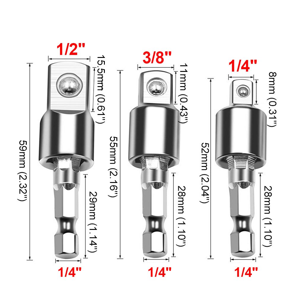Impact Grade Socket Adapter Set 360°rotatable Hex Shank - Temu