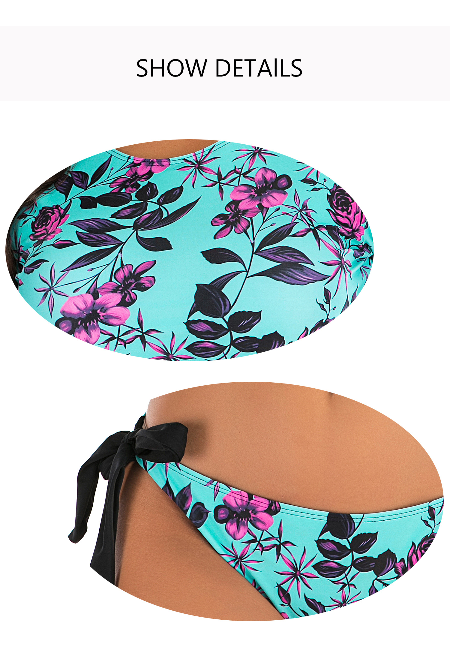 Floral Print Long Sleeve Strappy Tankini Sets Lace Back Tie - Temu ...