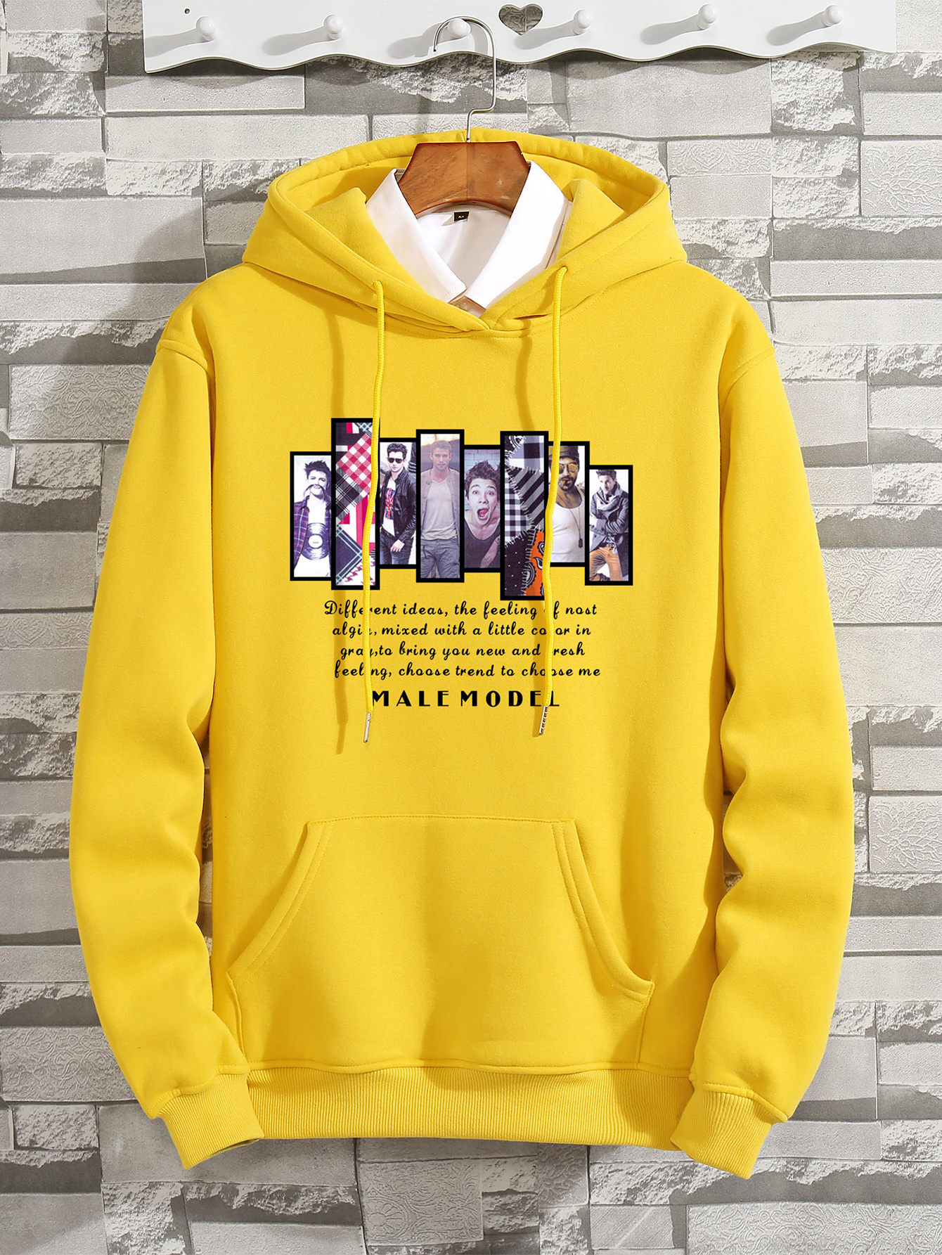 Men's Fleece Graphic Print Casual Kangaroo Pocket Thermal - Temu United ...