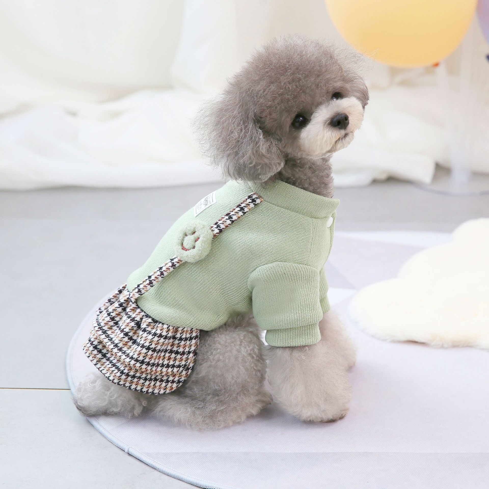 Winter Pet Dress Warm Dog Dress With Happy Face Winter Pet Clothes For ...