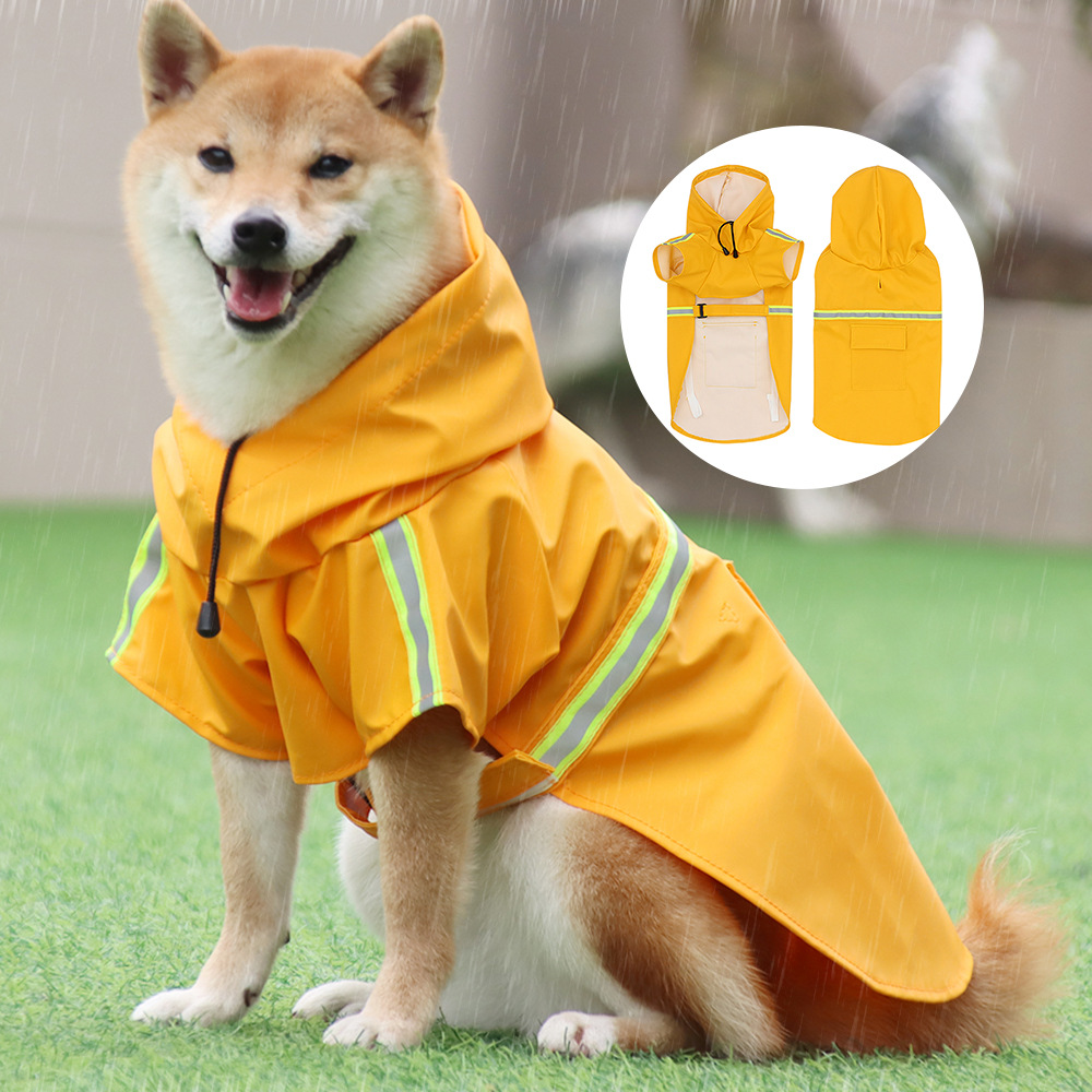 Pet Raincoat Waterproof Dog Raincoat With Reflective Strip Dog Rain ...