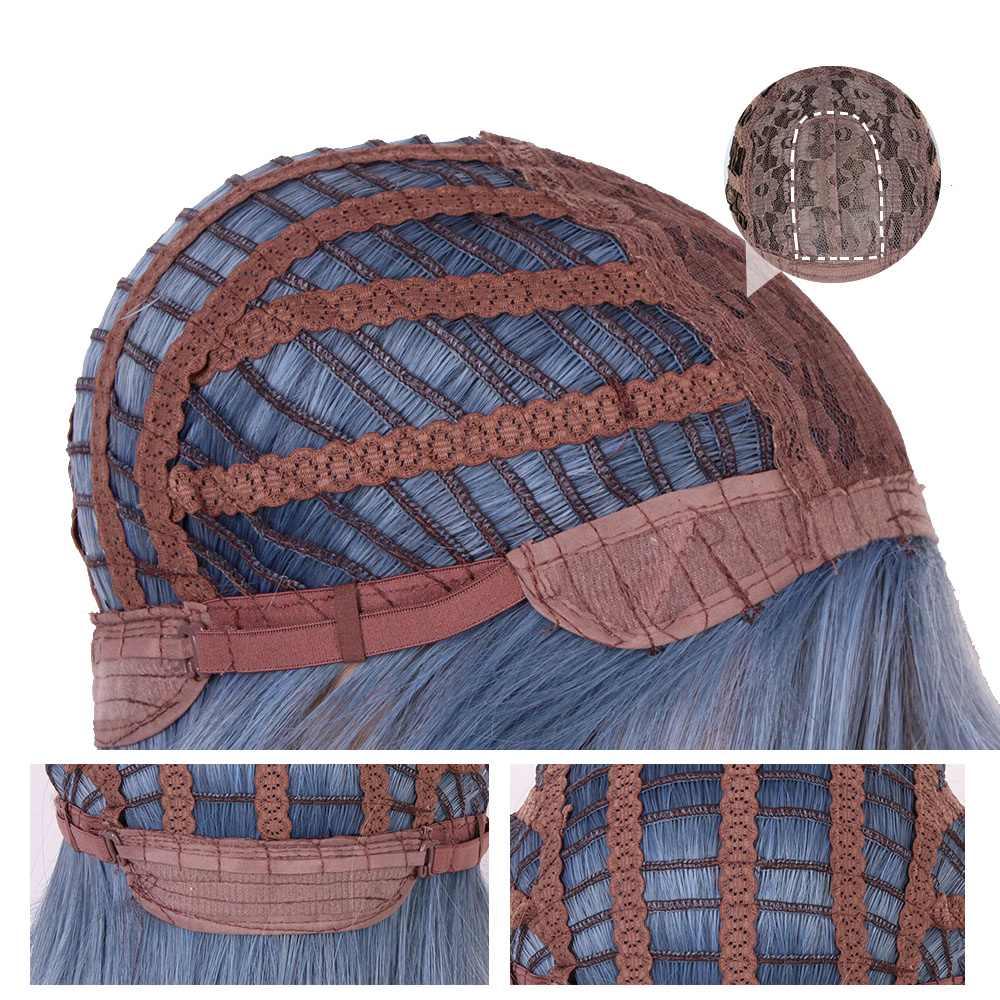 Long Straight Blue Wig With Bangs For Women Perfect For - Temu