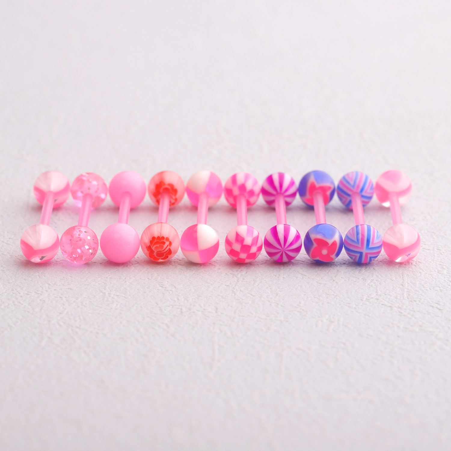 Pink Series Barbell Body Ring Patterns Acrylic Body - Temu Canada