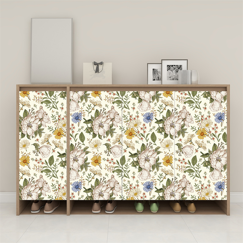 Floral Self Adhesive Wallpaper Yellow Background Removable - Temu