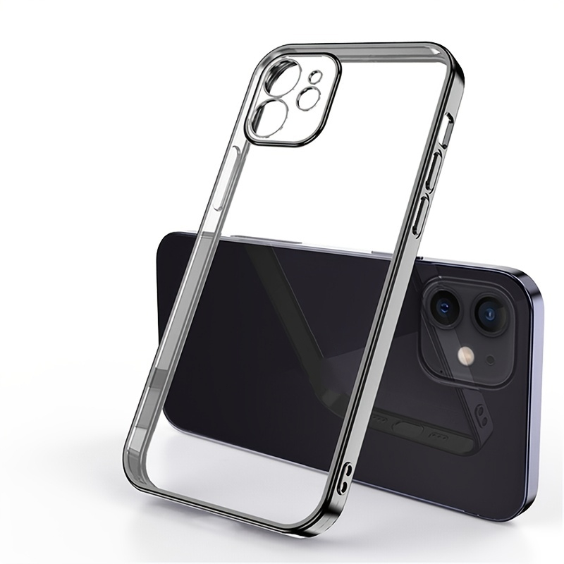 Transparent Simple Electroplating Straight Edge Phone Case - Temu ...