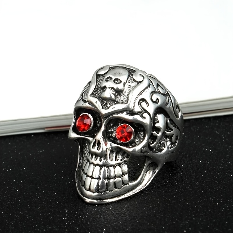 Fashion Retro Silver Color Gothic Domineering Skull Ring - Temu United ...