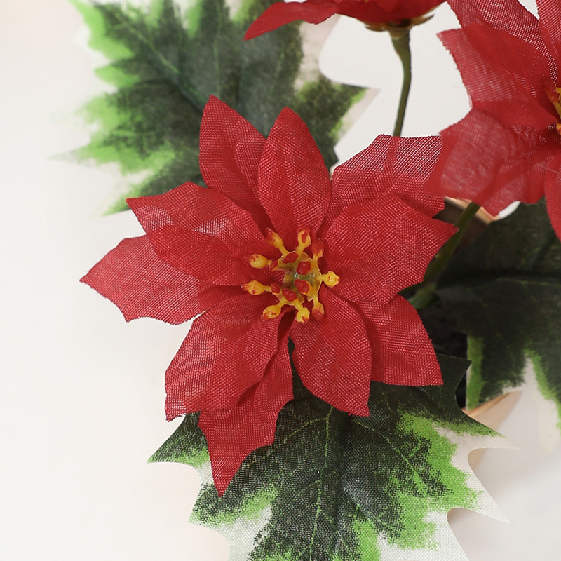 1pc 6in Christmas Artificial Red Plant Christmas Silk Flower - Temu ...