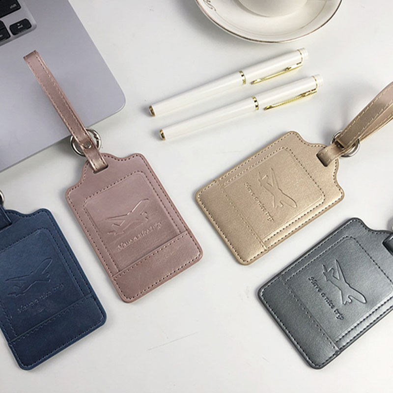 Pu Leather Luggage Tag Embossed Aircraft Lengthened Hardware - Temu New ...
