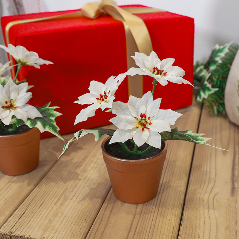 1pc 6in Christmas Artificial Red Plant Christmas Silk Flower - Temu ...