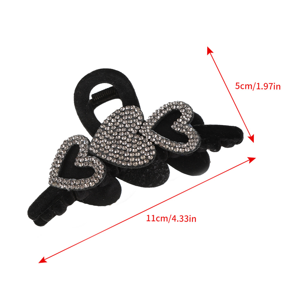 Heart Shape Rhinestone Decor Hair Claw Large Velvet Shark - Temu Ireland