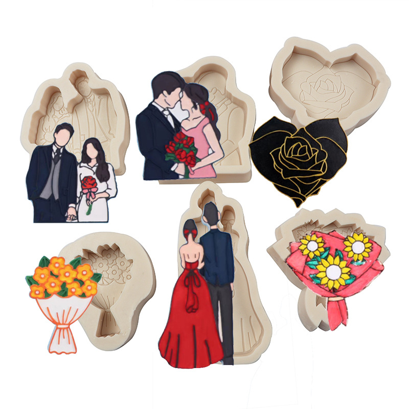 Wedding Photo Silicone Cake Chocolate Mold Rose Lily Fondant - Temu ...