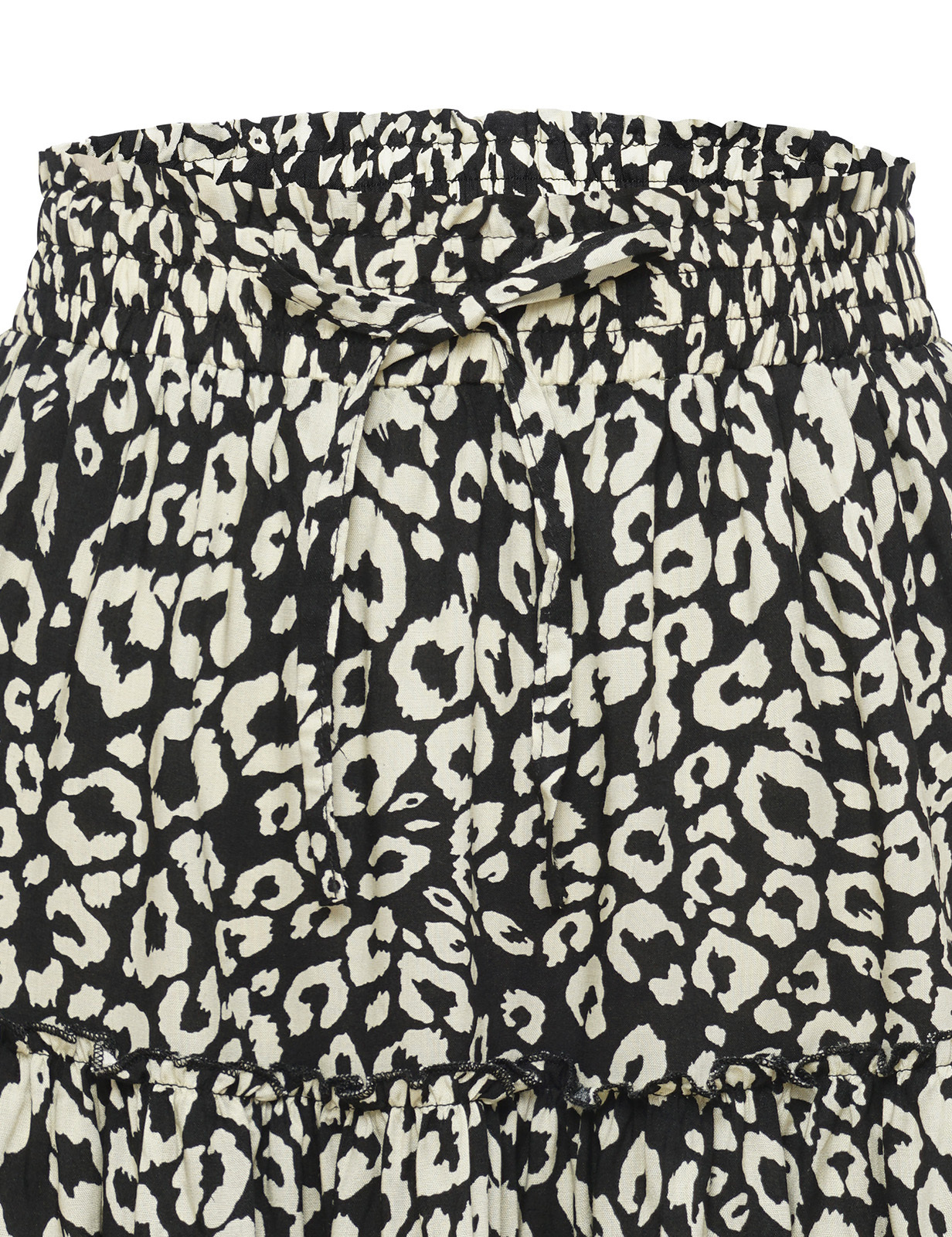 Leopard Print Ruffle Hem Tiered Skirt, Elastic High Waist Layered Mini ...