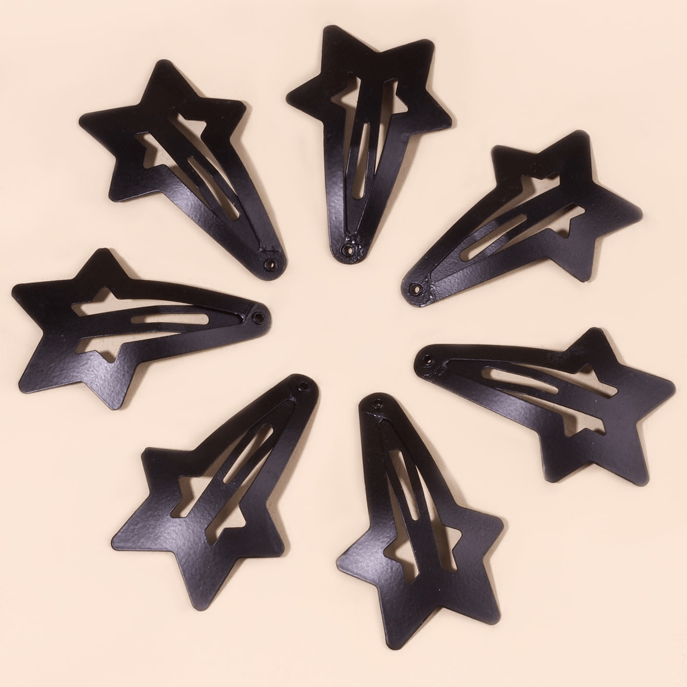12pcs Black Stars Shaped Hair Snap Clip Hairstyling Accessories Iron ...