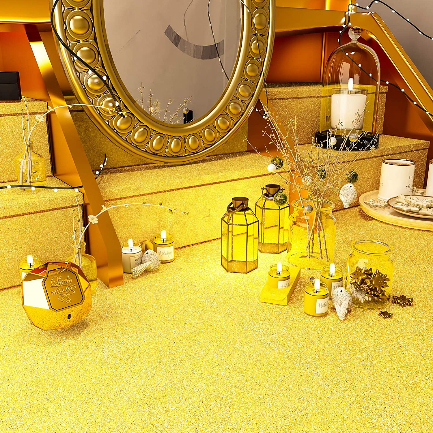 golden glitter matte thick contact paper peel stick - Temu