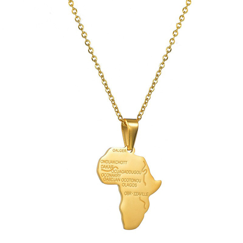 Funky Edelstahl Halskette, Herren Schmuck Kontinent Karte Form Anhänger Halskette | Mehr Kaufen ...