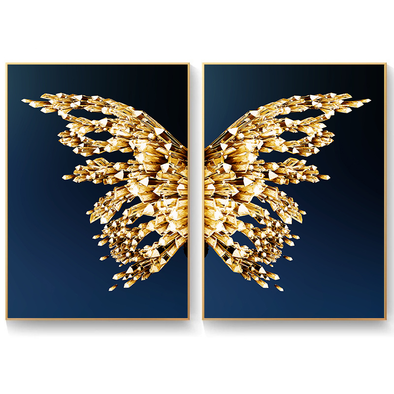 2pcs Nordic Golden Butterfly Canvas Wall Art Painting Home Decor ...