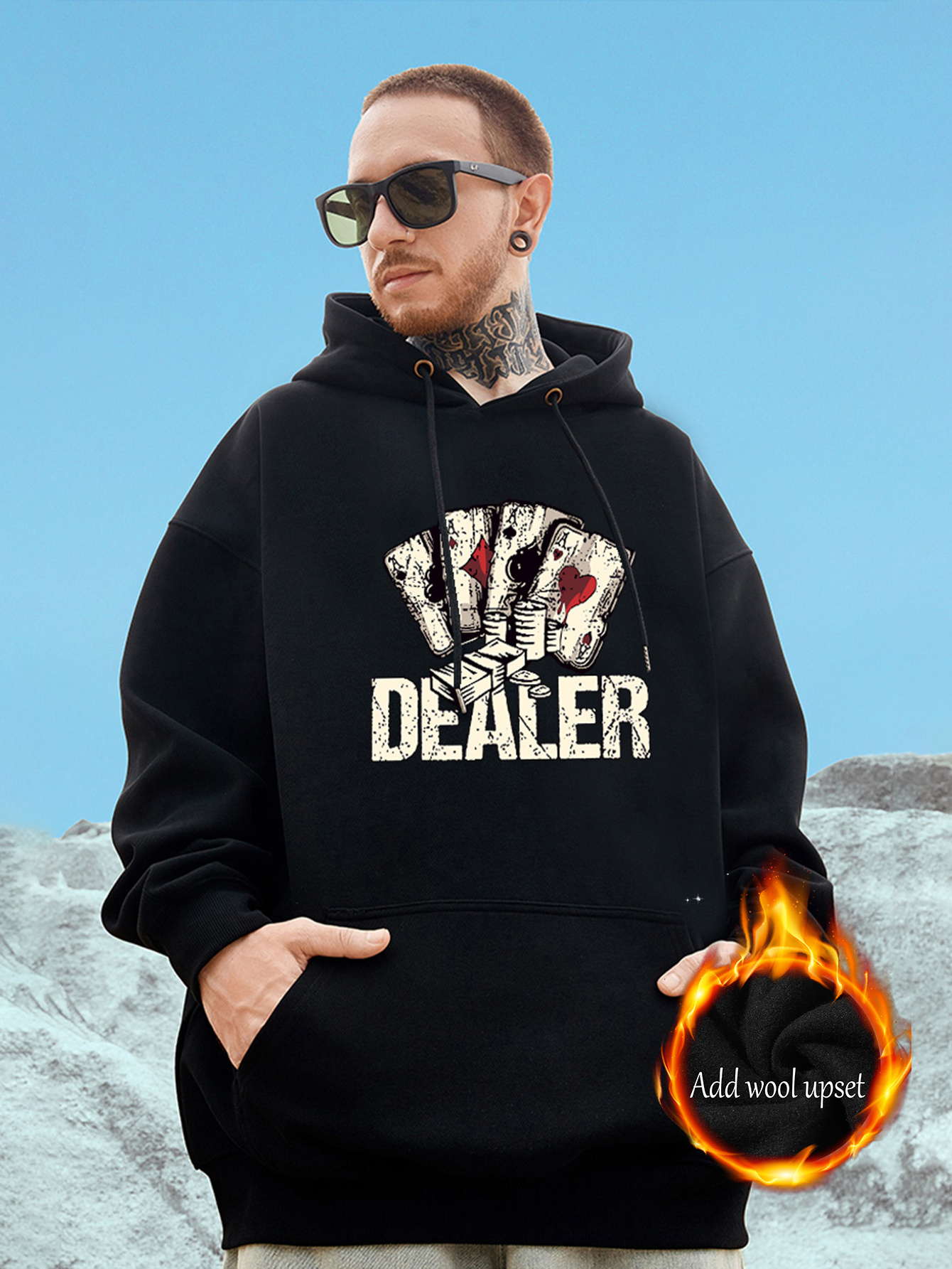 Plus Size Men's Fleece Thermal Hoodie Graphic Printed Long - Temu Ireland