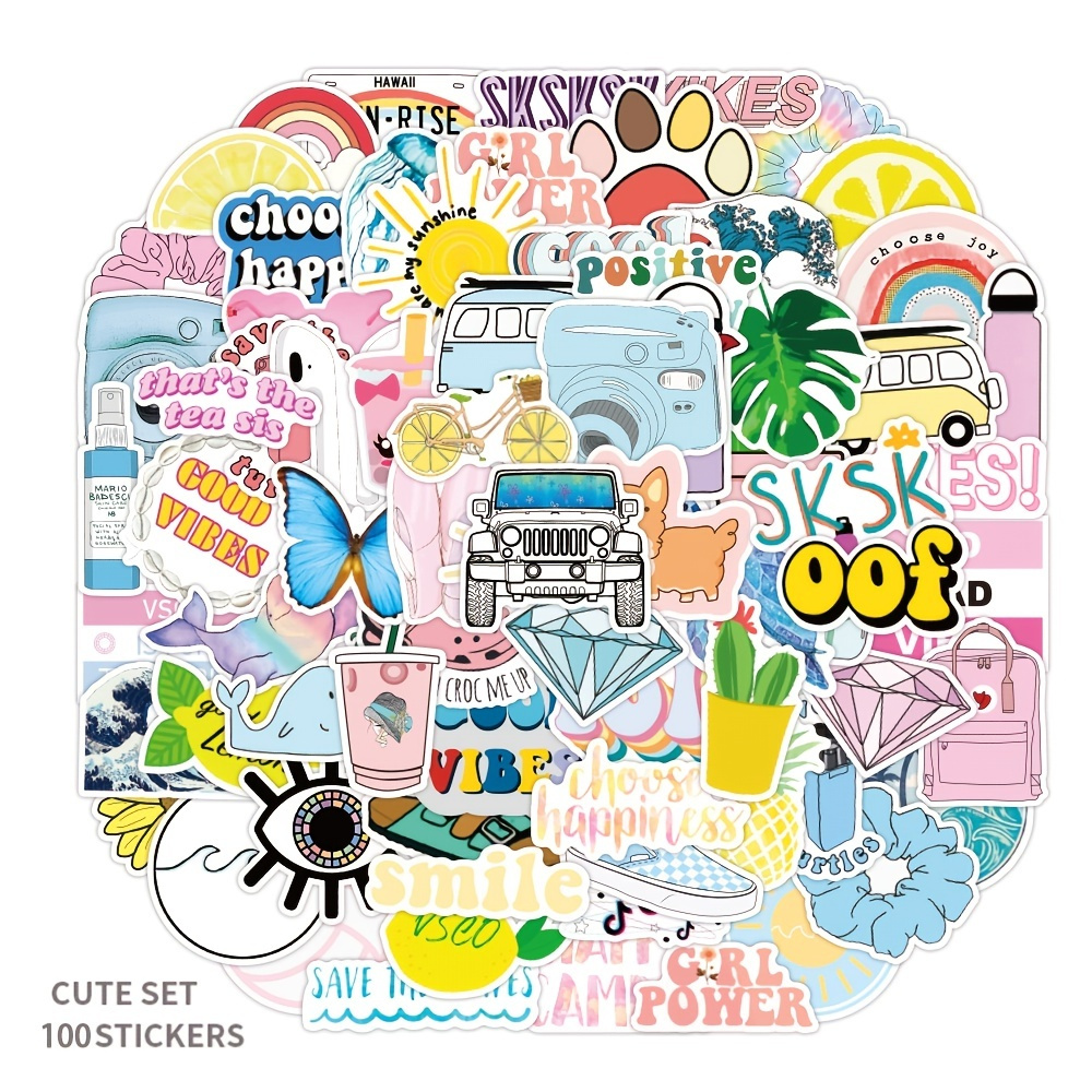100pcs Cute Stickers Cartoon Stickers No Repeated Patterns Each About 6 ...
