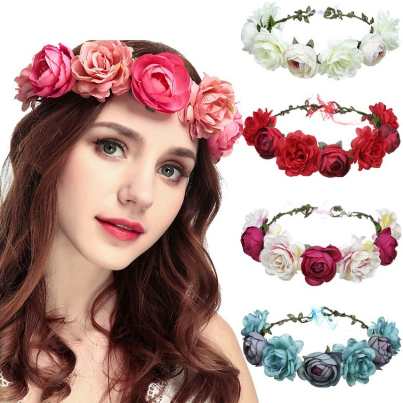 Women Flower Headband Wreath Crown Floral Bride Wedding - Temu United ...