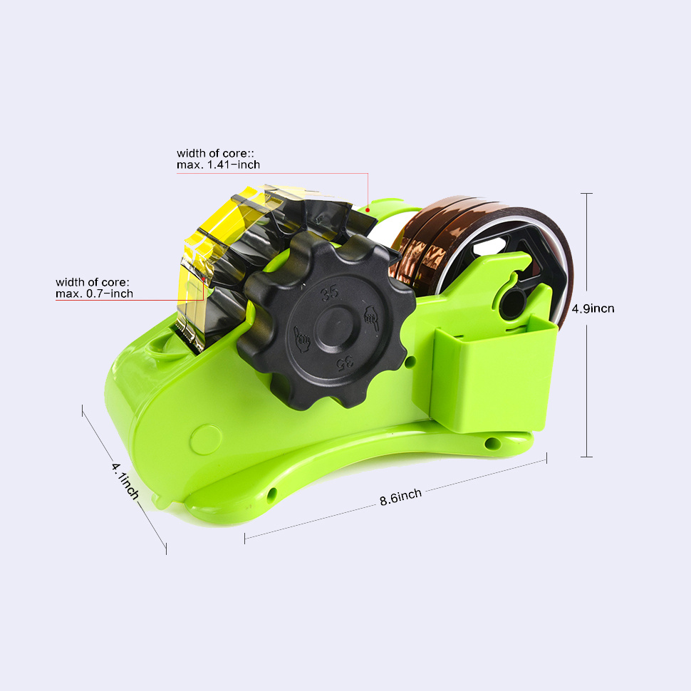 Green Packaging Tape Dispenser With Compartment Slot And 1"& 3" Dual ...
