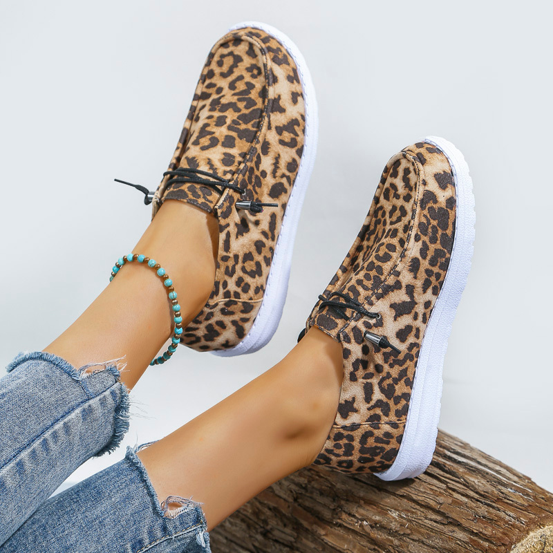 women's leopard shoes lightweight low top lace - {region_name}