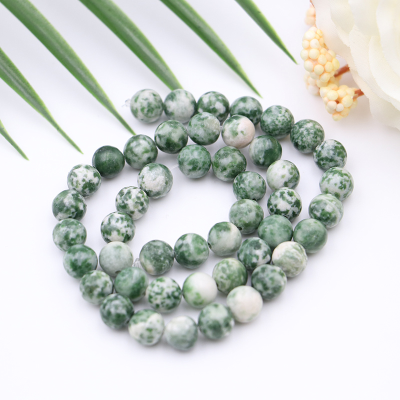 45 Grains 8mm Per Bead Natural Green Point Stone Loose Bead Jewelry Earrings Diy Men And Women ...