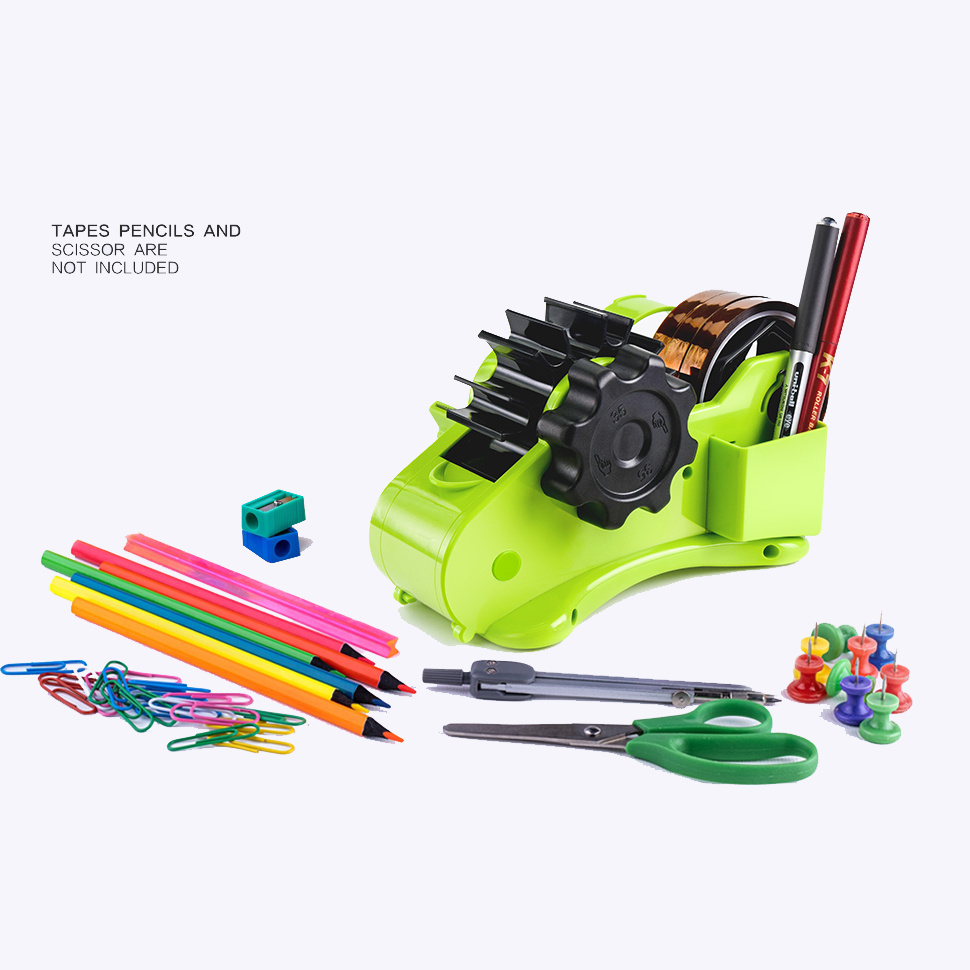 Green Packaging Tape Dispenser With Compartment Slot And 1"& 3" Dual ...