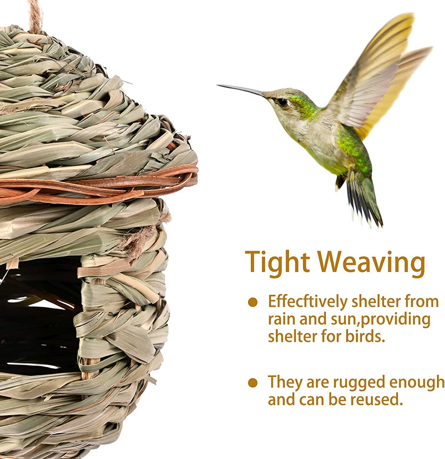 Cozy Straw Bird House Small Birds Perfect Hummingbirds - Temu