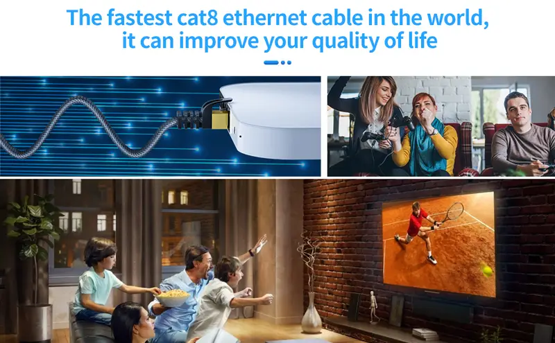 Cat 8 이더넷 케이블 기가비트 고속 Cat8 네트워크 케이블 40gbps2000mhz Rj49 커넥터 Temu
