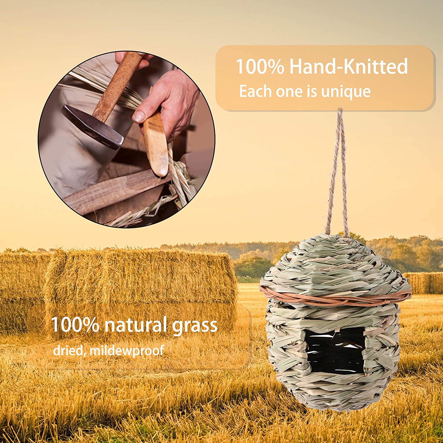 Cozy Straw Bird House Small Birds Perfect Hummingbirds - Temu