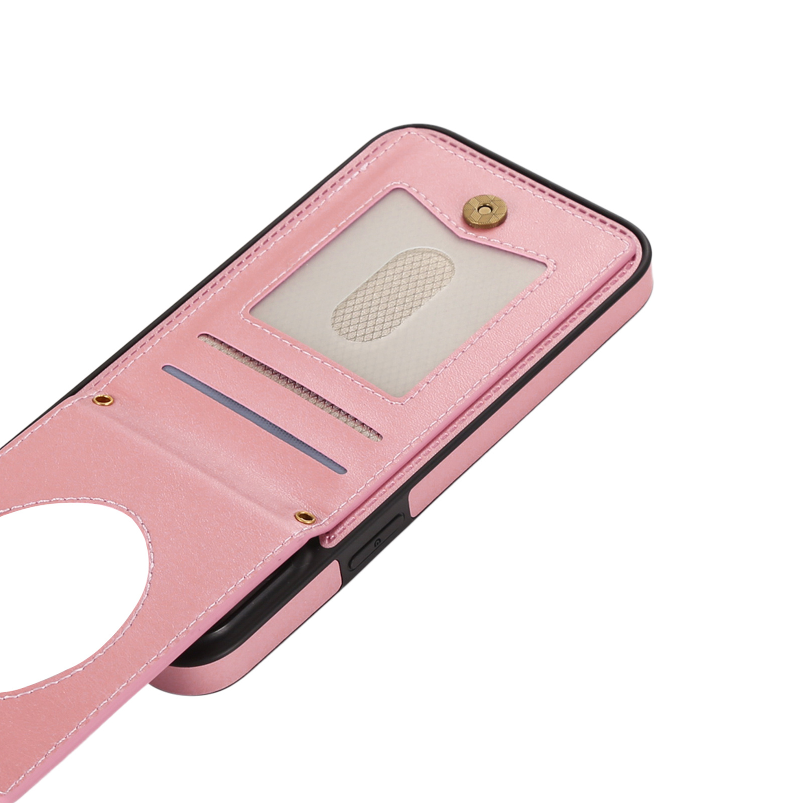 Iphone Case Hidden Mirror Wallet Flip Leather Card Holder - Temu United ...