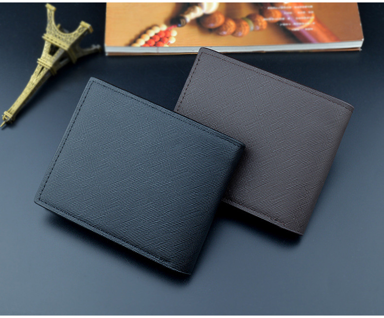 mens short fashion thin wallet multi clip cross pattern wallet zipper ...