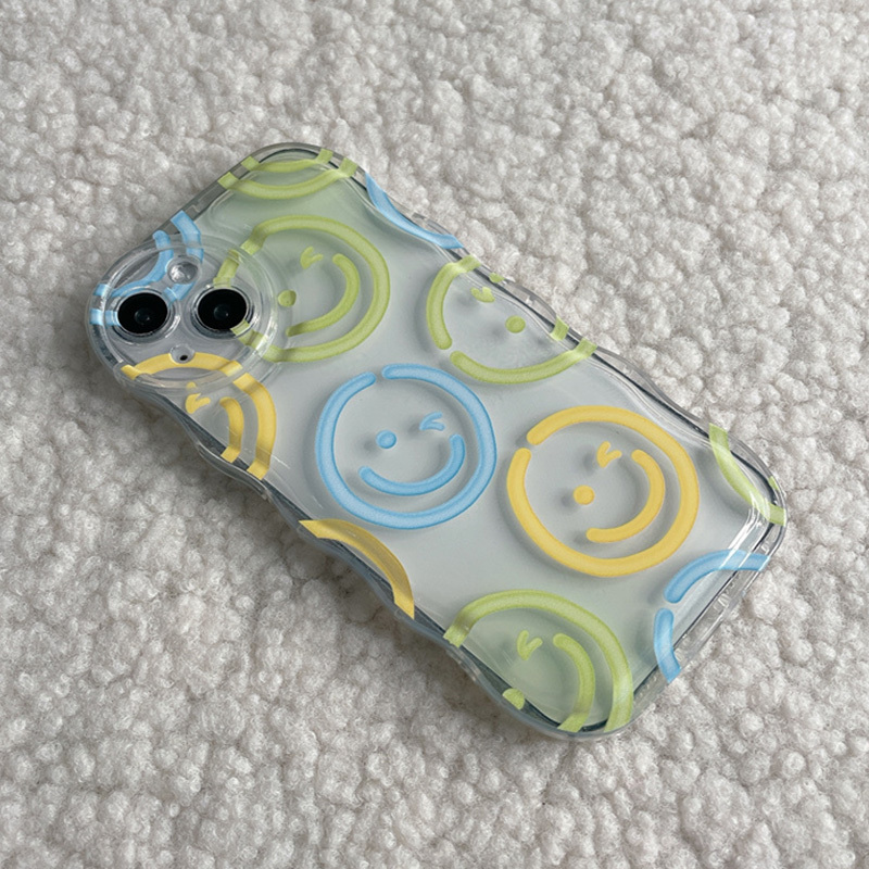 Blue Happy Face Phone Case Iphone 14 Plus 7 8 X - Temu New Zealand
