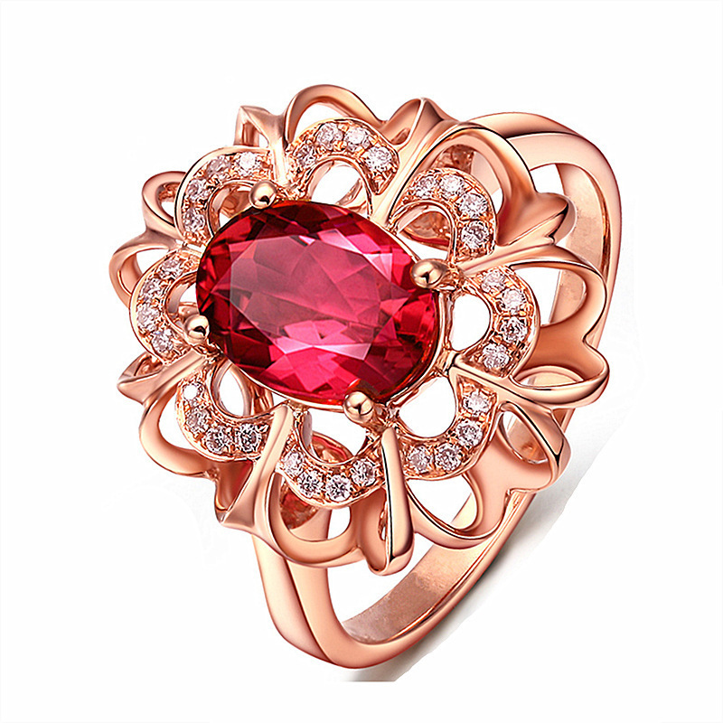 Plated Rose Ring Colorful Gemstones Women Banquet Prom - Temu Netherlands
