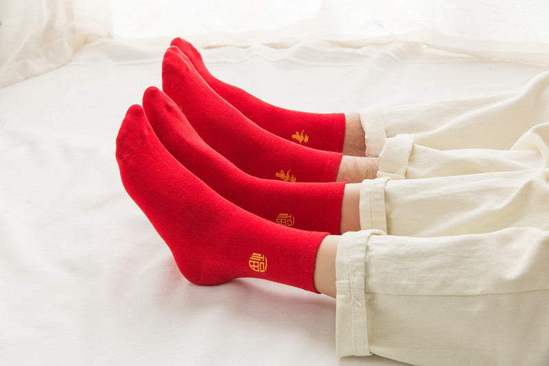 Red Lucky Socks Embroidery Chinese New Year Socks Womens Stockings ...