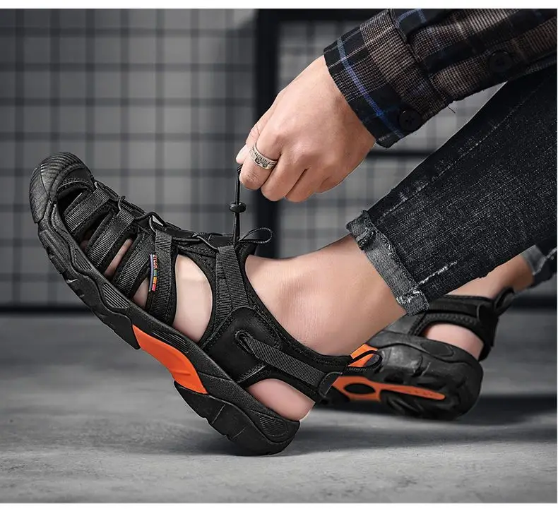 Mens Closed Toe Non Slip Lightweight Hiking Sandals Water Sandals