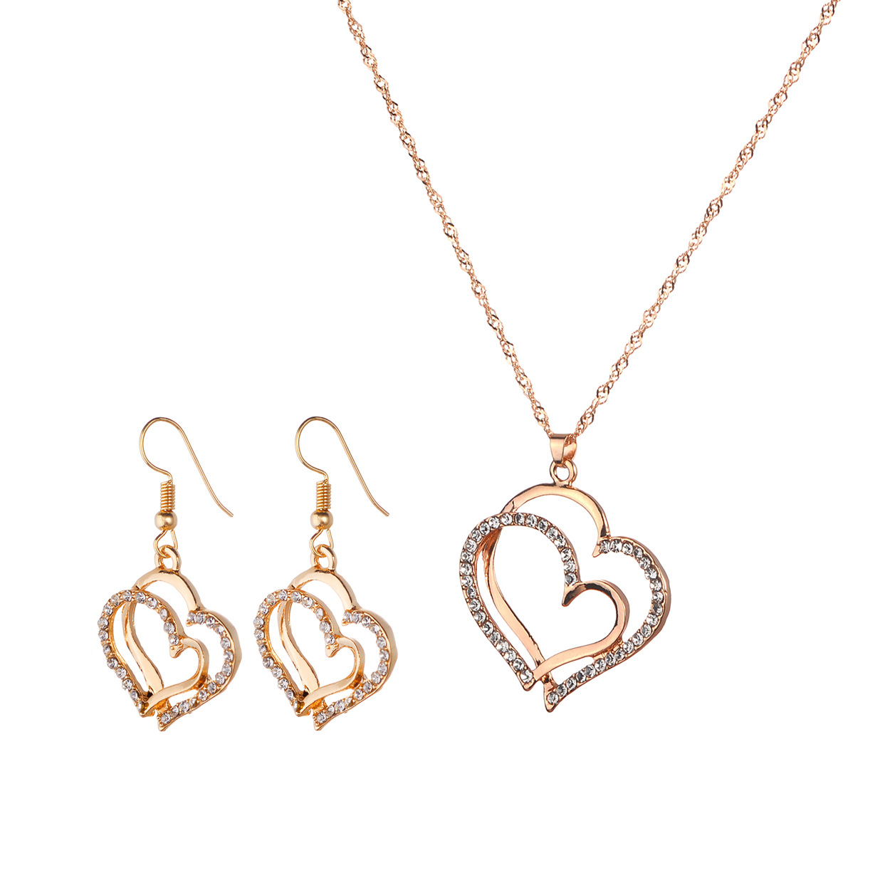 Golden Heart shaped Inlaid Rhinestones Drop Earrings - Temu United Kingdom