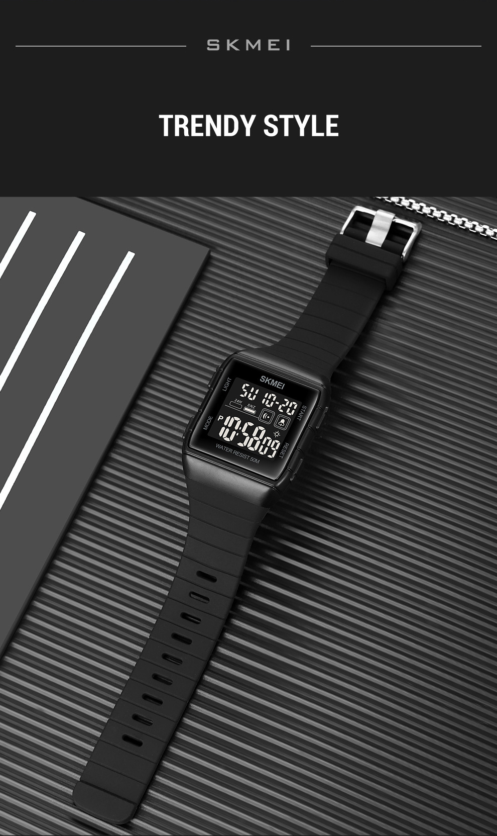 square digital mens digital wristwatches fashion pu strap sports watch ...