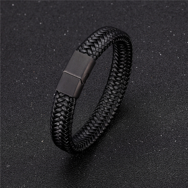Classic Punk Leather Woven Bracelet Hip Hop Mens Bracelet - Temu Australia