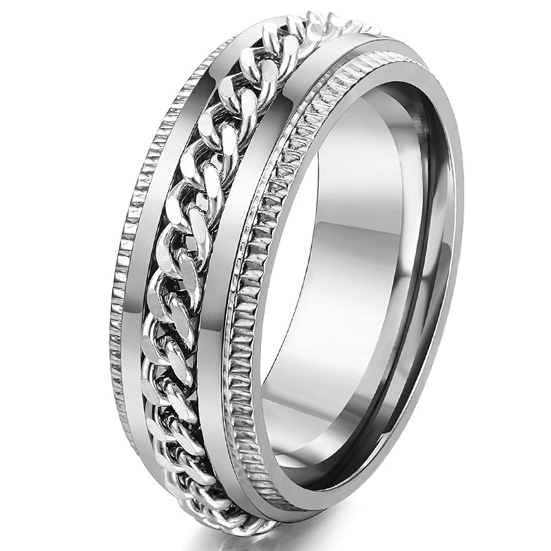 Men's Fashion Stainless Steel Chain Ring - Temu United Kingdom