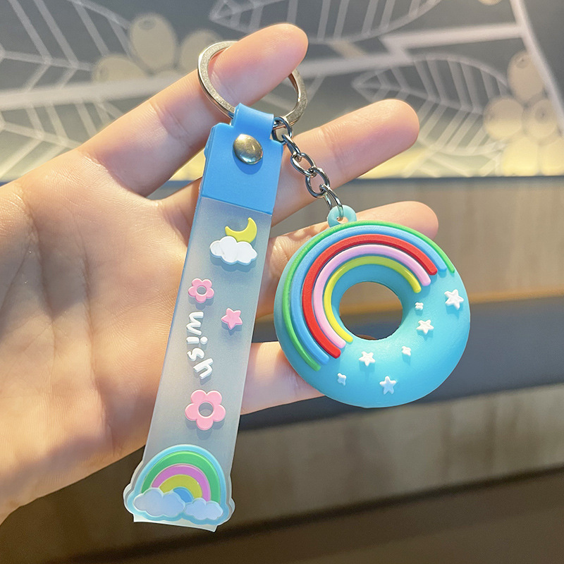 Pvc Donut Keychain Fashion Cute Cartoon Colorful Bag Key - Temu Australia