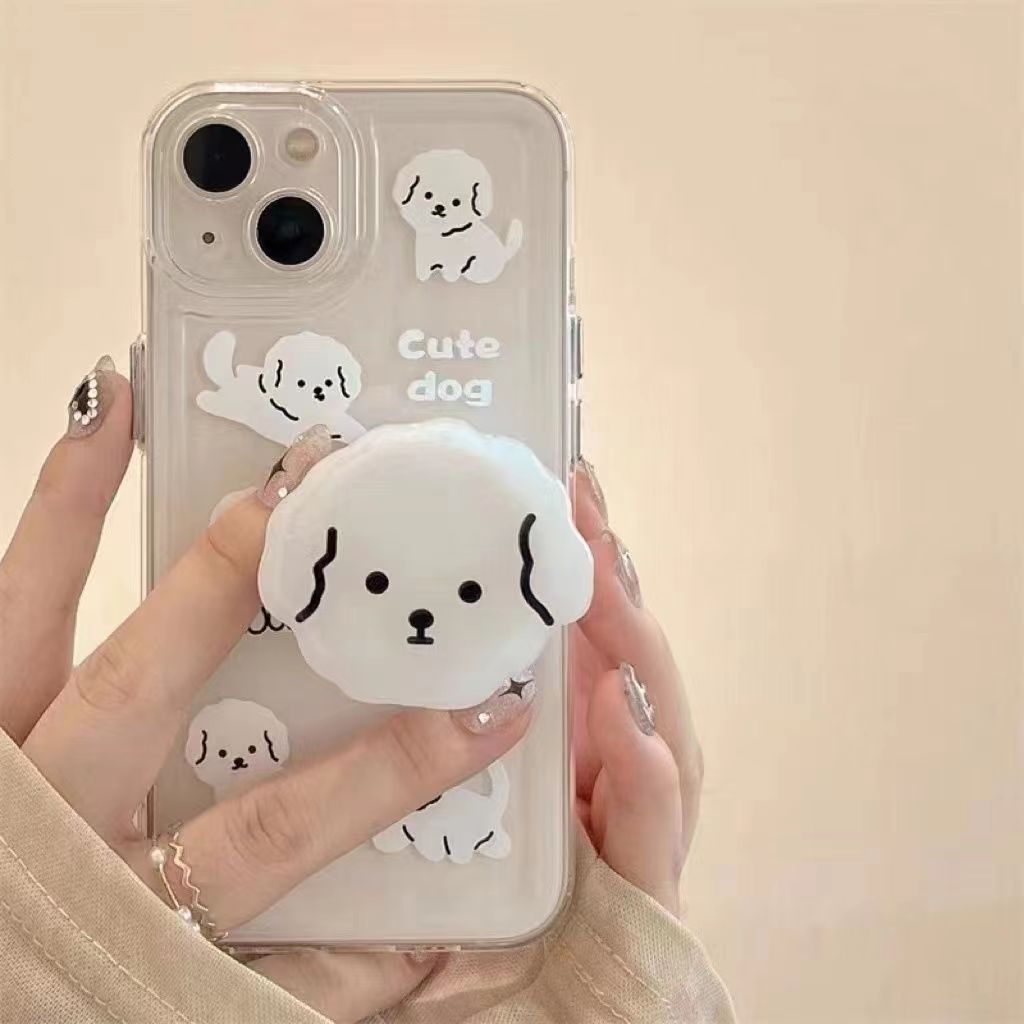 White Puppy Stand Space Shell Painted Phone Case - Temu United Kingdom