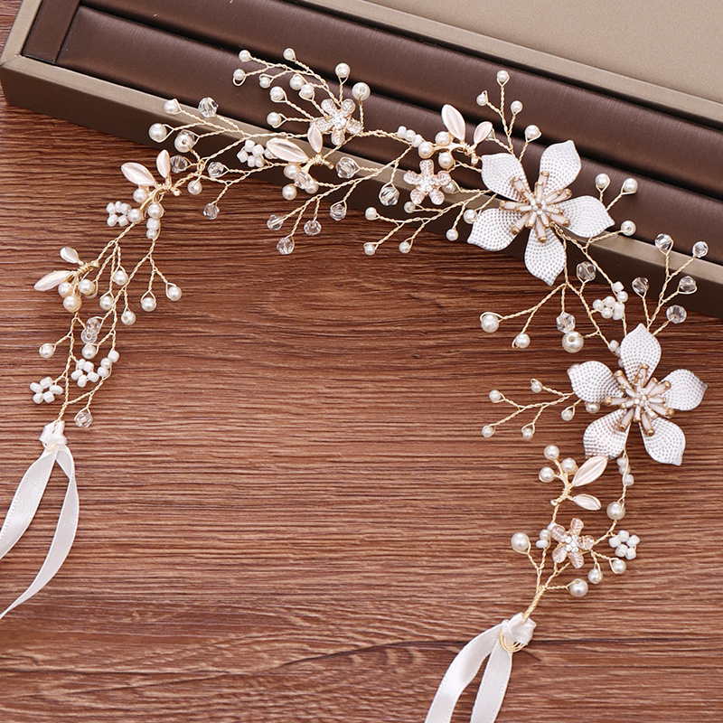 Faux Pearl Rhinestone Flower Bride Hairband Headband Wedding - Temu United